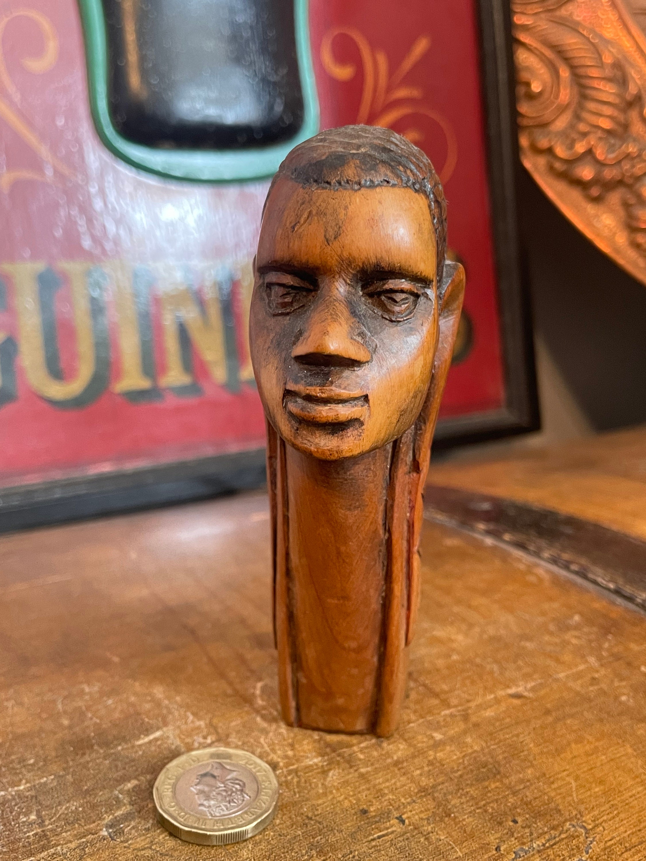 Vintage African Long Neck Bust Tribal Hand Carved Wooden Statue Figure ...
