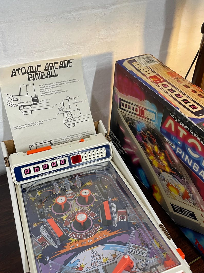 Vintage Tomy Atomic Arcade Pinball Game 1979 Boxed working - Etsy