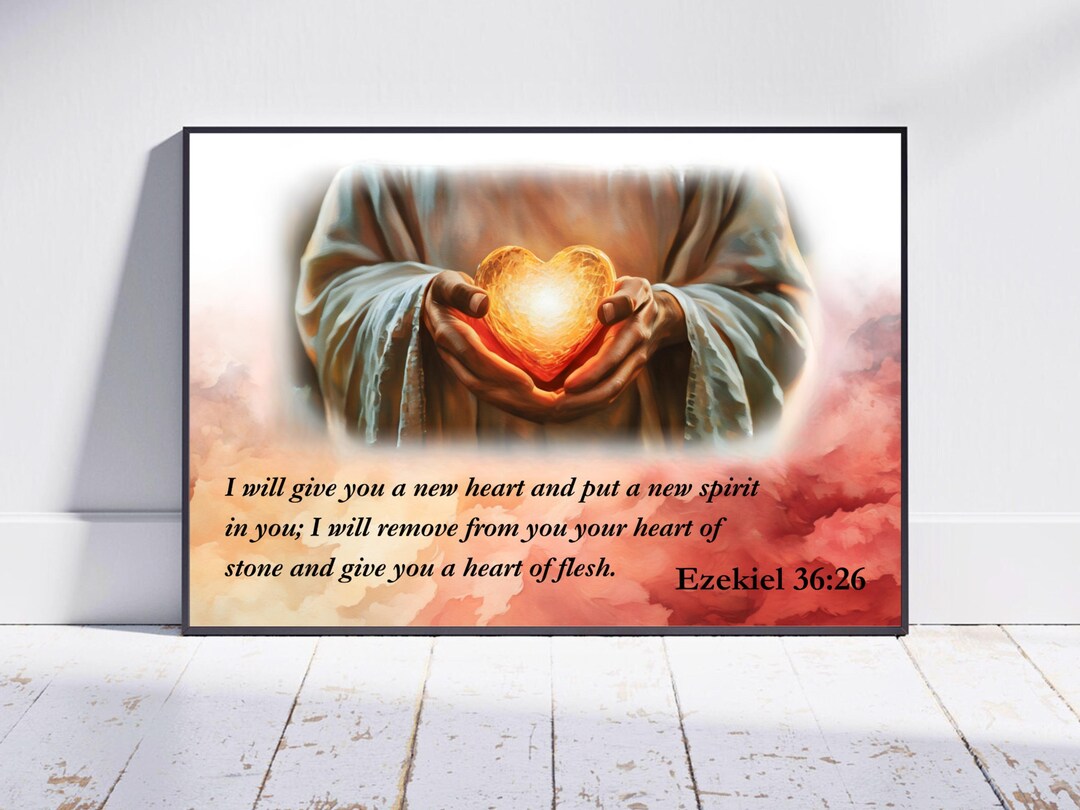 Bible Verse Poster Ezekiel 36:26 Watercolour & Pastel Bible Scripture ...