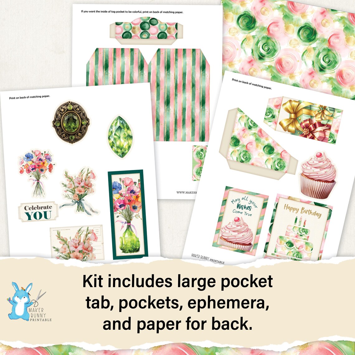 Loaded Tag, Pocket Tag, August Birthday, Birthstone + Flowers, Paper ...