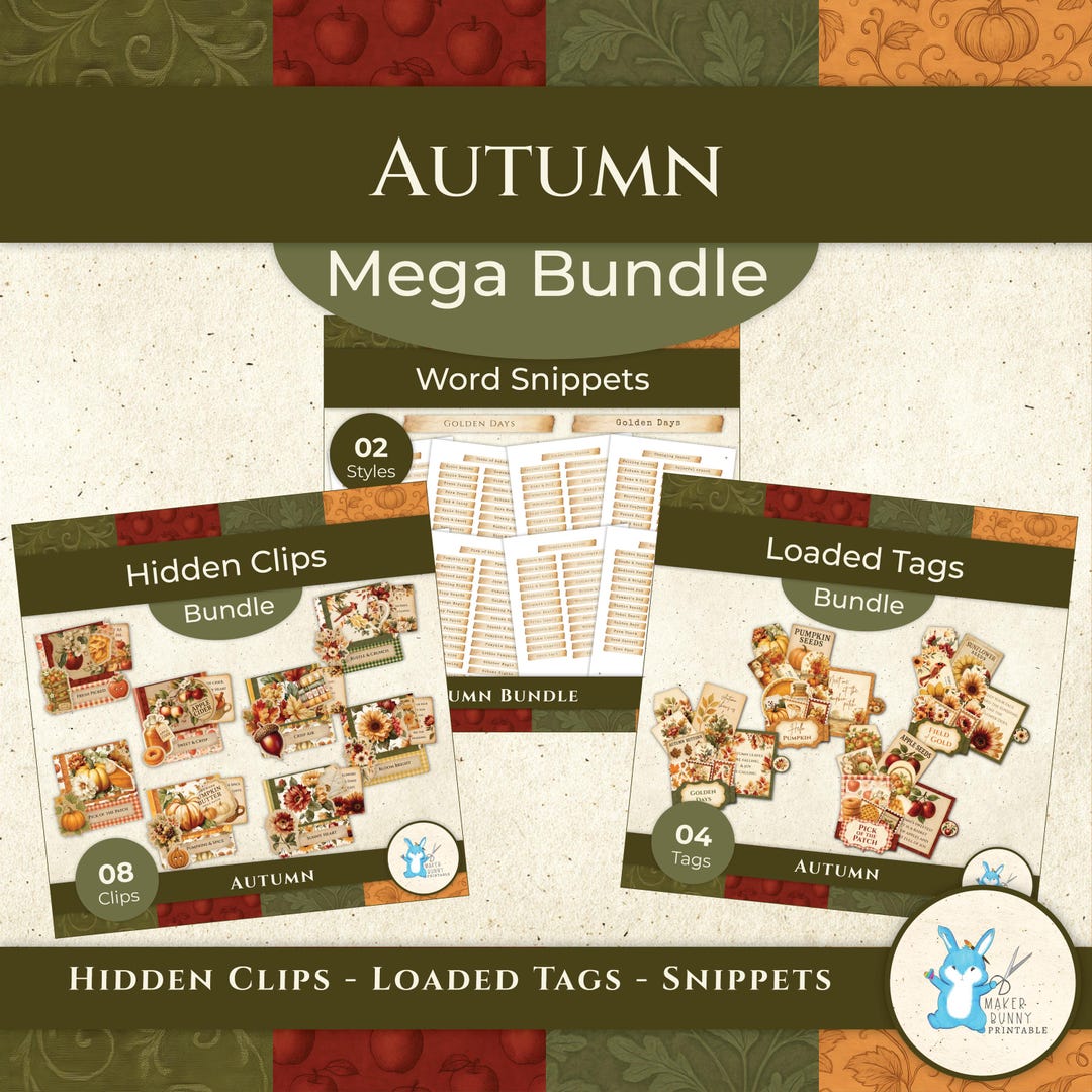 Autumn Mega Bundle, Hidden Paper Clip, Loaded Tags, & Word Snippets ...