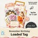 Loaded Tag, Pocket Tag, November Birthday, Birthstone + Flower, Paper ...