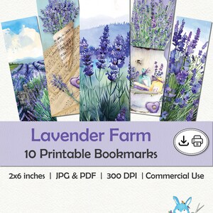 Lavender Farm Bookmarks, Printable, Digital Download, JPG, PDF, Junk ...