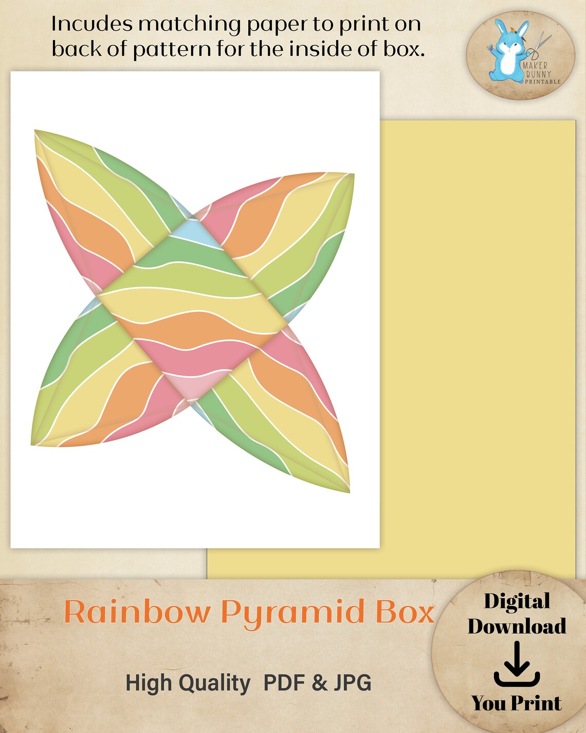 Rainbow Pyramid Box, Printable, Paper Craft, Mini Gift Box, Favor Box ...