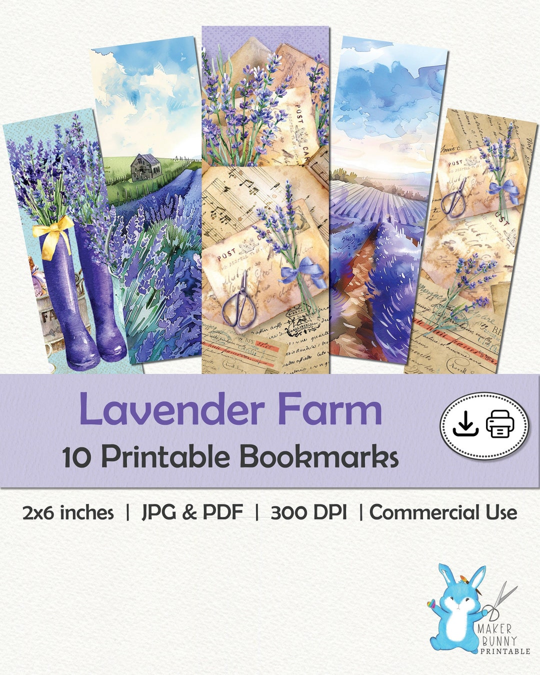 Lavender Farm Bookmarks, Printable, Digital Download, JPG, PDF, Junk ...