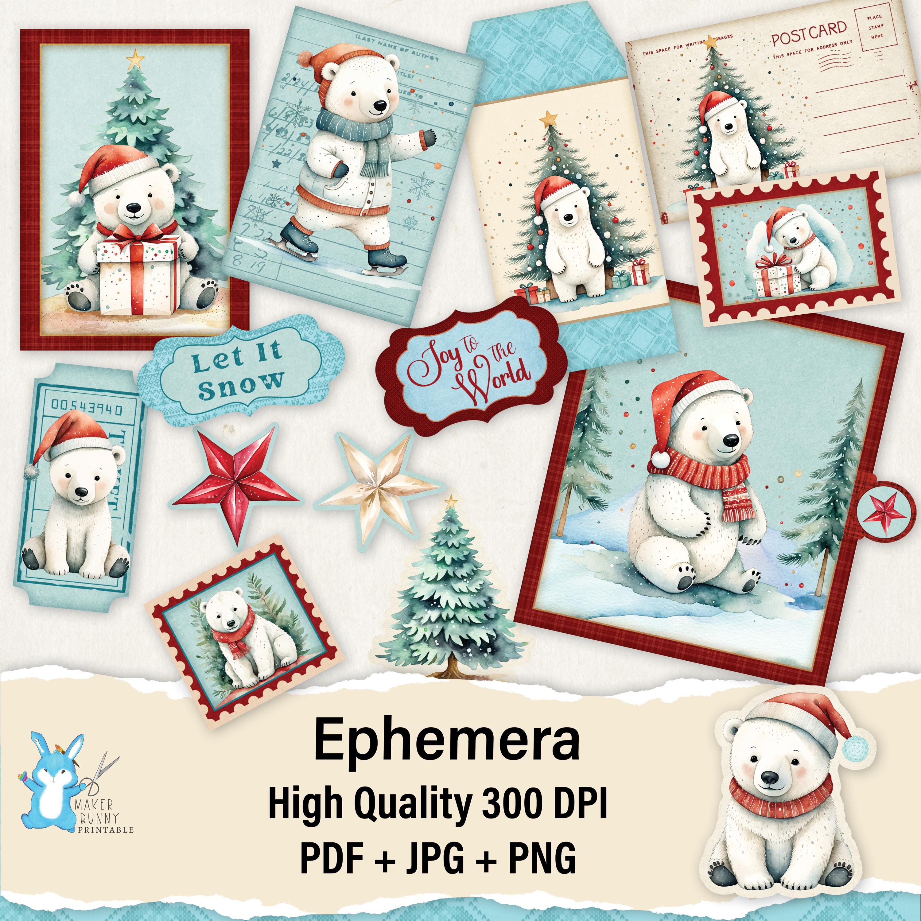 Loaded Tag, Pocket Tags, Polar Bear Christmas, Paper Craft Printable ...