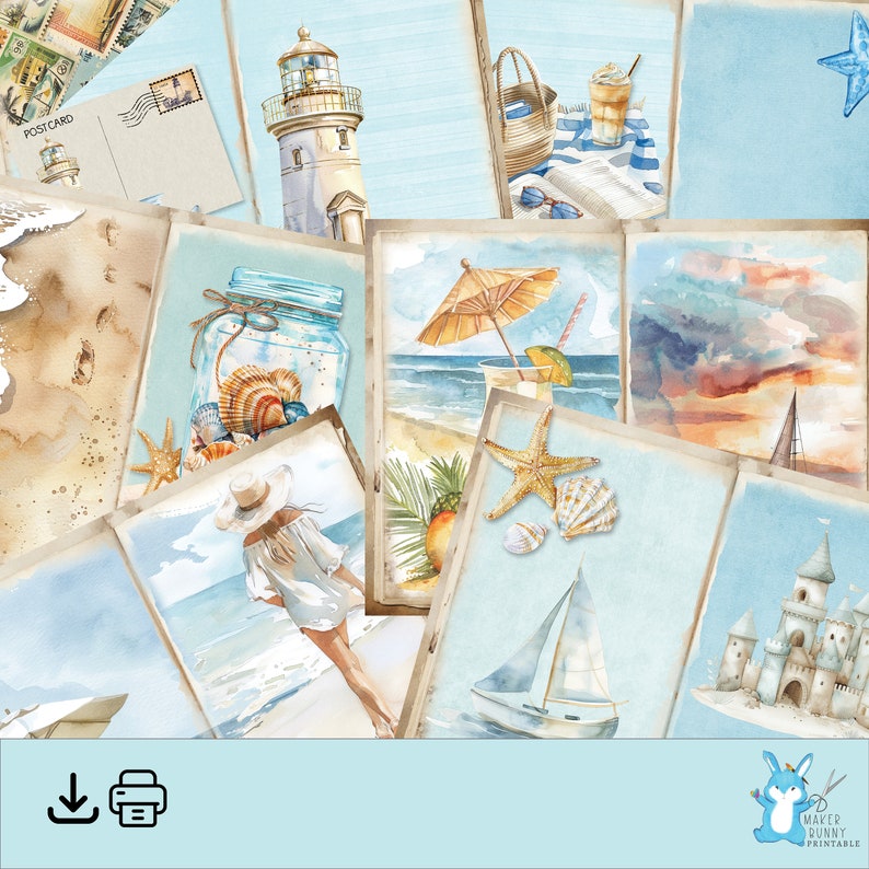 Vol 2 - Oceanside Papers for Junk Journaling, Beach Art Journal, Paper ...