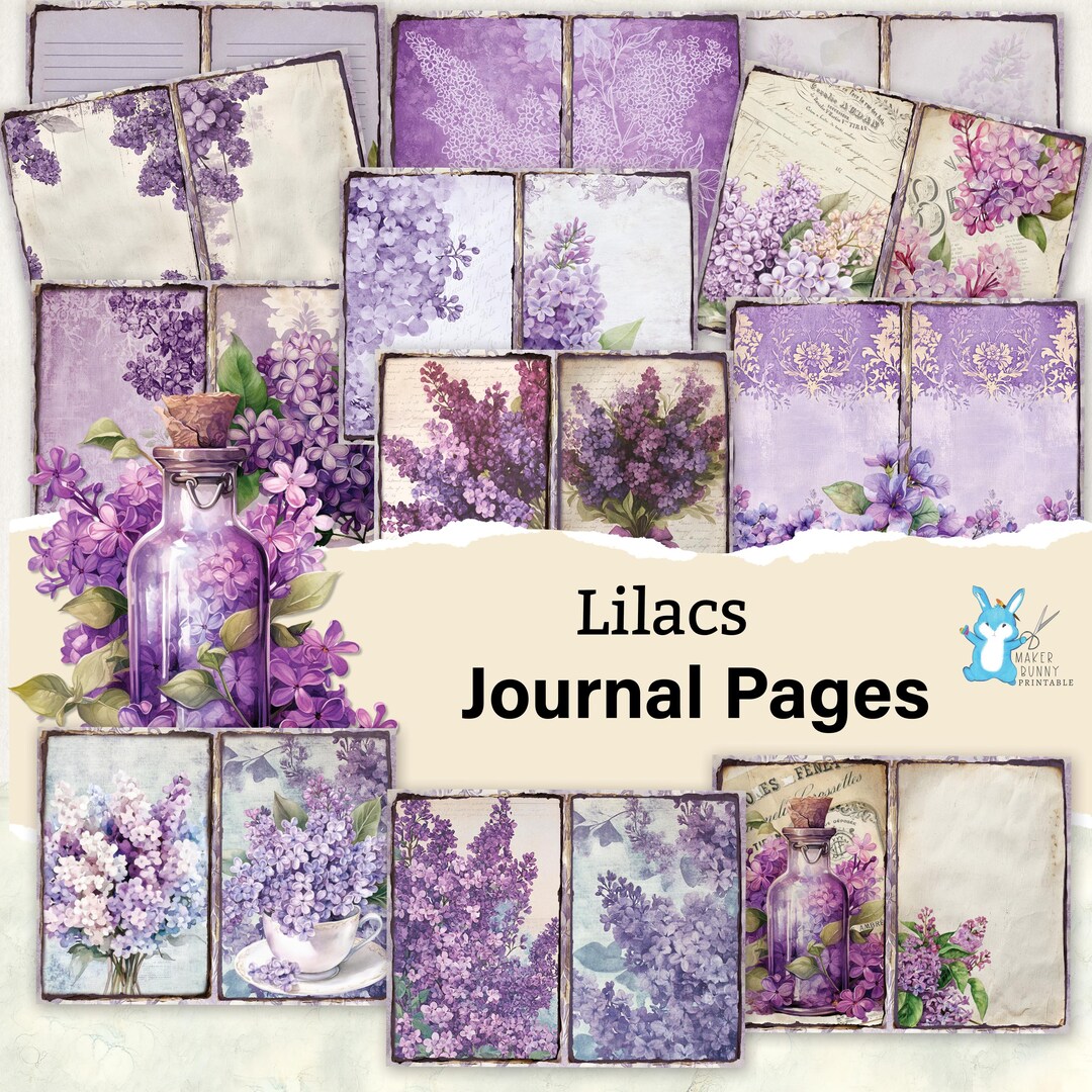 Lilac Junk Journal Pages, Flowers + Floral + Garden, Journaling, Paper ...