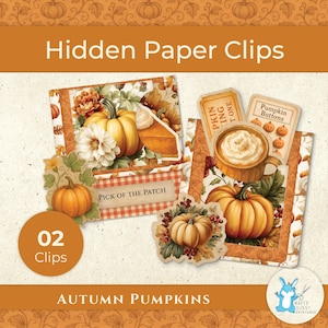 Hidden Paper Clip, Autumn Pumpkins, Bookmark Paper Craft Printable ...