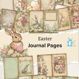 Easter Journal Pages, Spring + Cross + Bunny + Rabbit + Flowers + Eggs ...