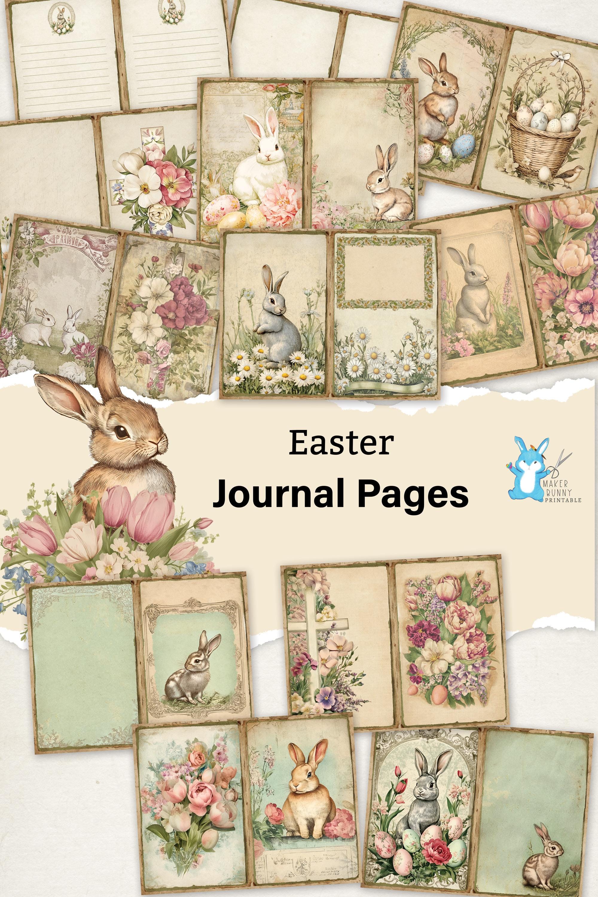 Easter Journal Pages, Spring + Cross + Bunny + Rabbit + Flowers + Eggs ...