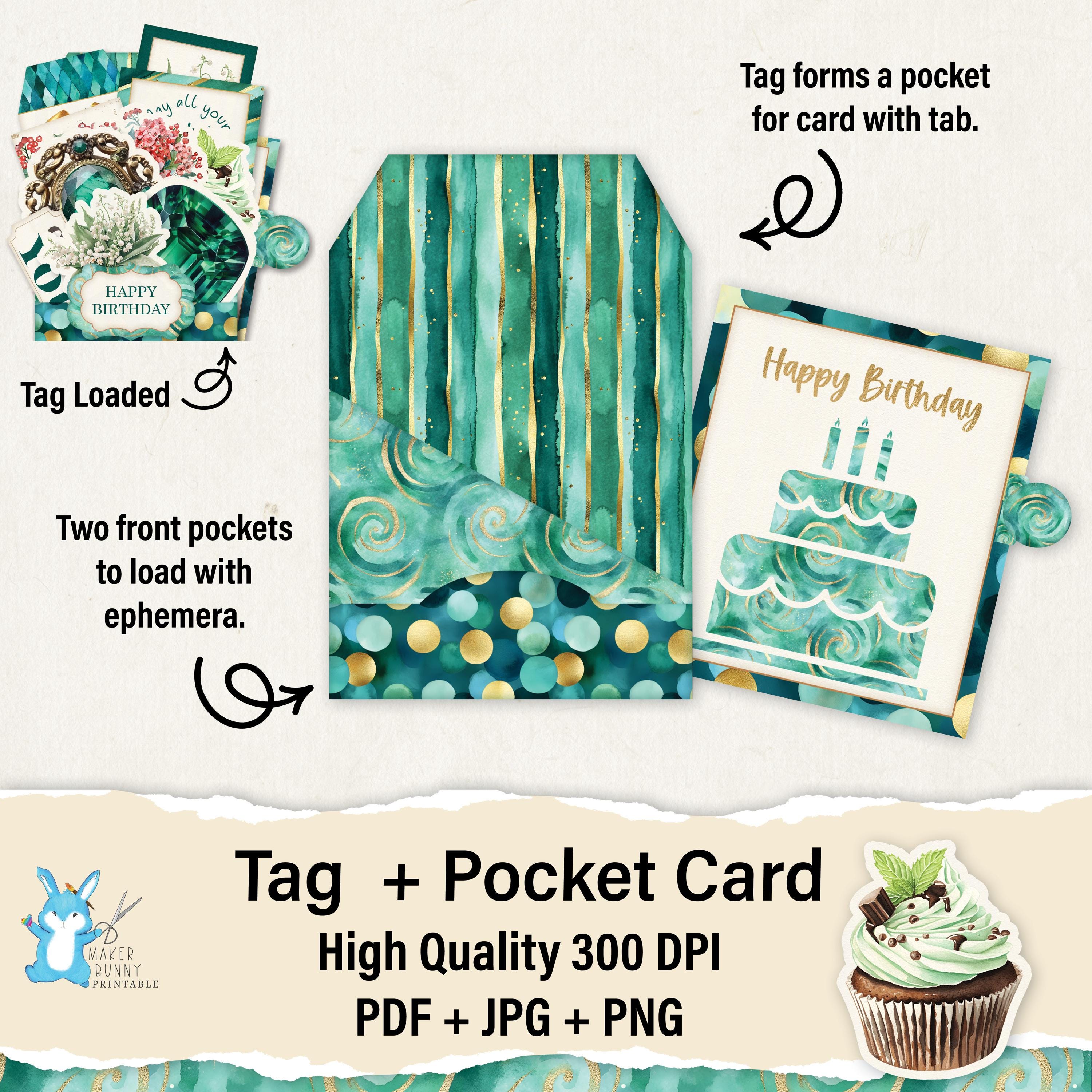 Loaded Tag, Pocket Tag, May Birthday, Birthstone + Flowers, Paper Craft ...
