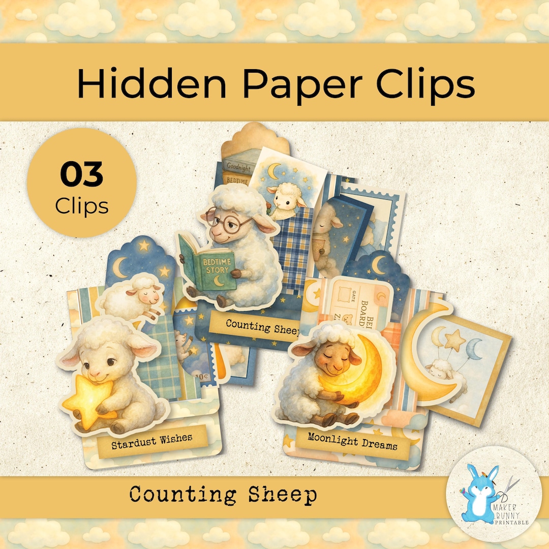 Hidden Paper Clip, Counting Sheep, Bookmark Paper Craft Printable, Easy ...