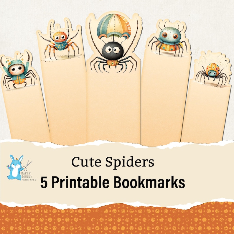 Cute Spider Bookmarks, Halloween, Children, Printable Digital Download ...