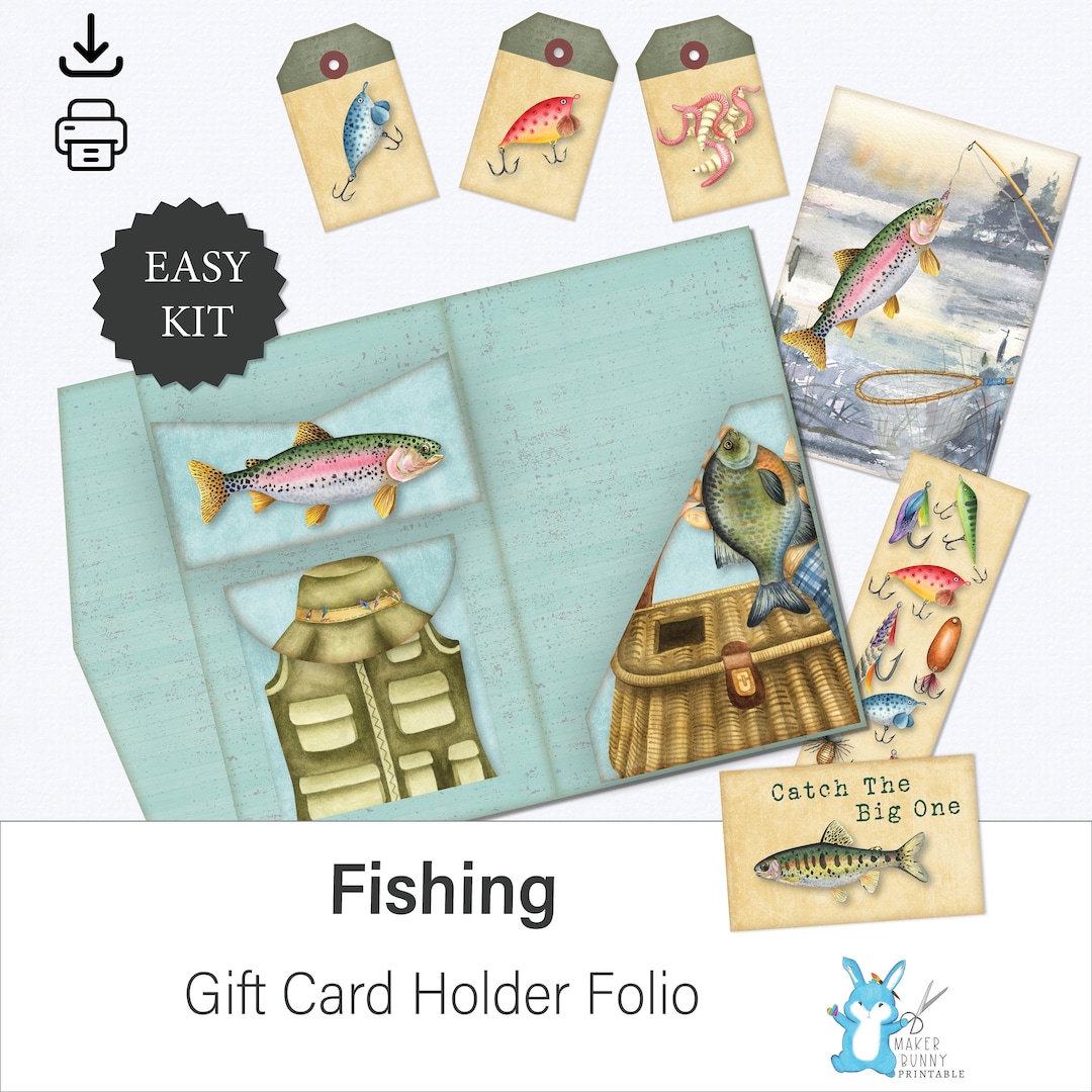 Fishing Gift Card Holder Folio, for Favorite Angler, Birthday, Father's ...