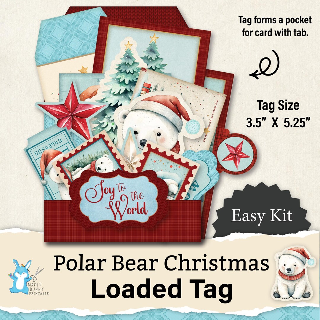 Loaded Tag, Pocket Tags, Polar Bear Christmas, Paper Craft Printable ...