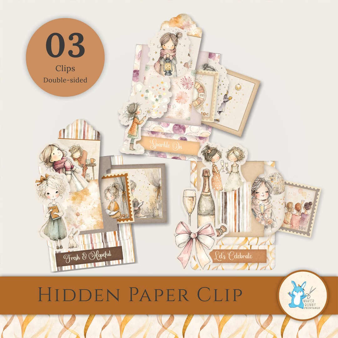 New Year's Hidden Paper Clips, Whimsy Girl Double-sided Easy Project ...