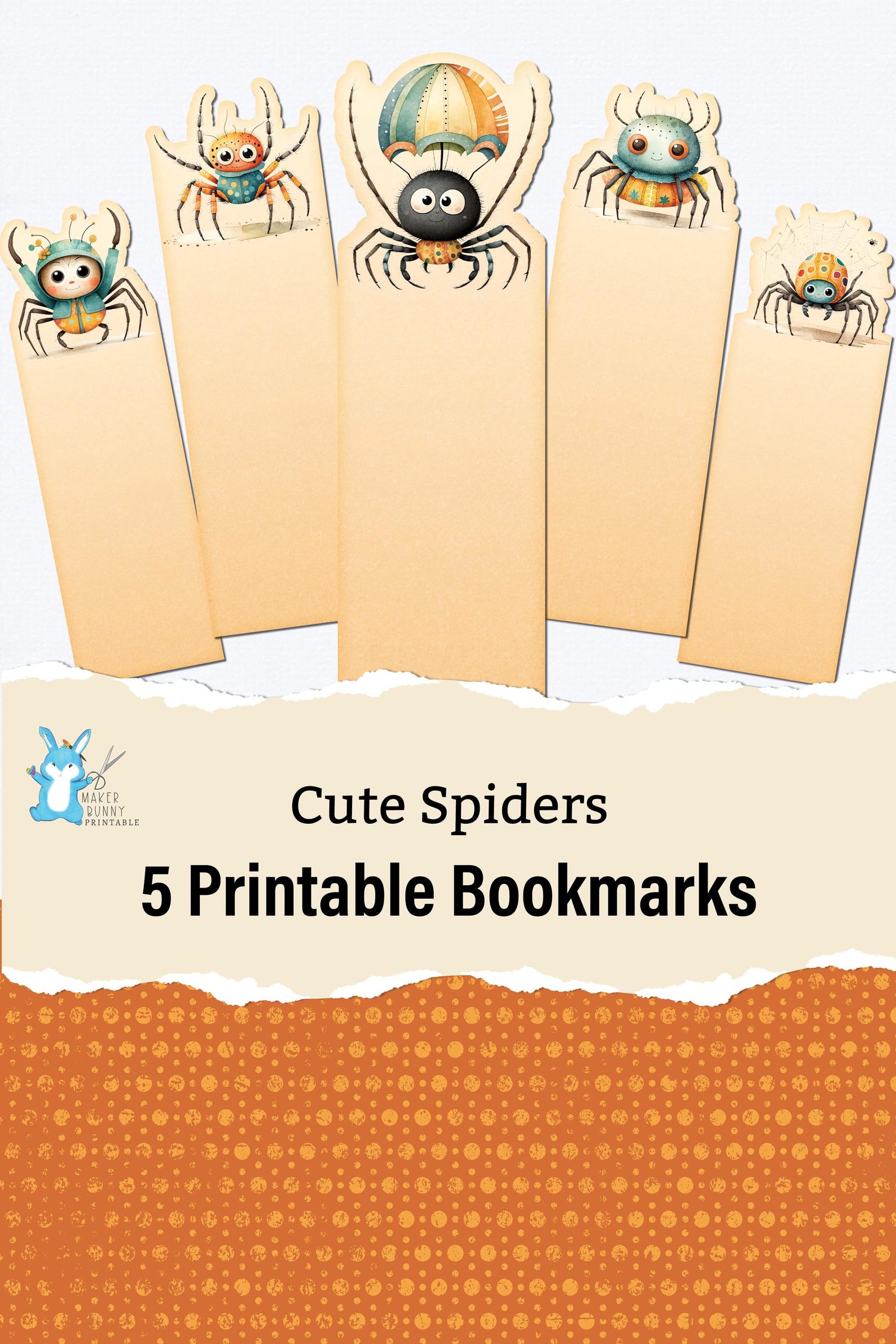 Cute Spider Bookmarks, Halloween, Children, Printable Digital Download ...