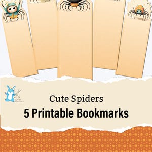 Cute Spider Bookmarks, Halloween, Children, Printable Digital Download ...
