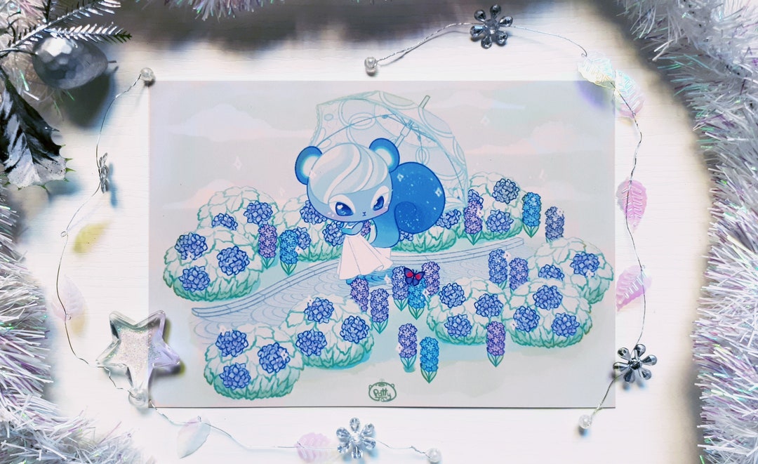 Animal Crossing Print ACNH Ione, Auri Hydrangea Garden AC Print Fanart ...