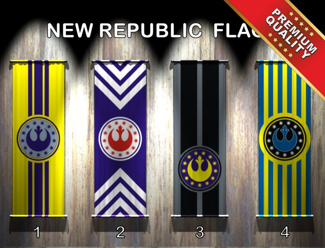 PREMIUM Star Wars Flags With New Republic Symbol With Poles / - Etsy