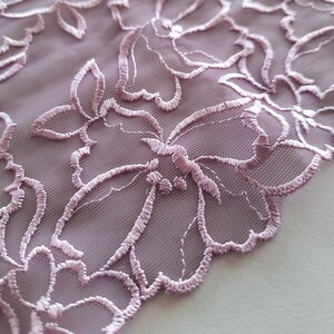Embroidered Soft Lilac Lace, Embroidered Floral Lace Trim for Bra ...