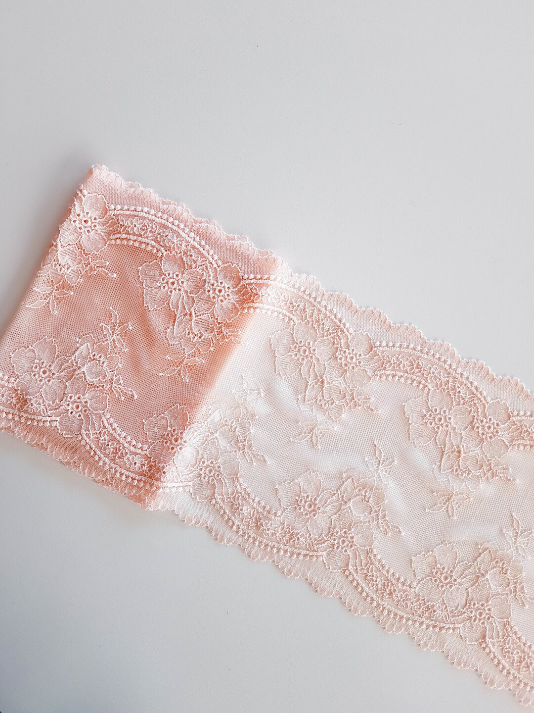 Stretch Lace Trim Light Peach for Sewing Lingerie, Floral Lace for Bra ...