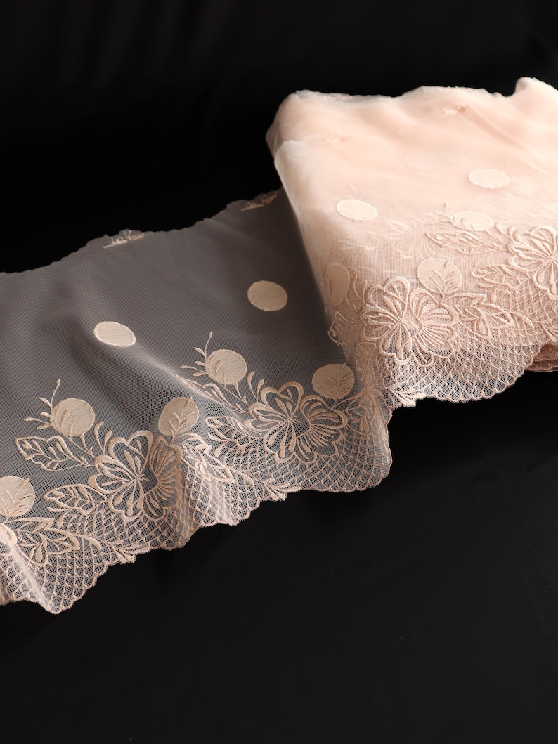 2m Mirrored Set Embroidered Lace for Bra Making, Beige Embroidery for ...