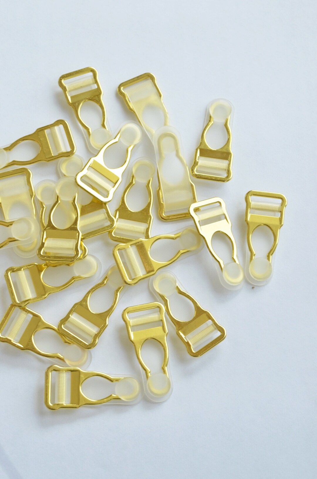 2 Pcs 5/8" / 15mm Gold Metal Nickel Free Suspender Clips for Garter ...