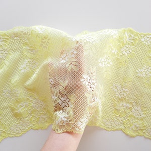 Yellow Lace Trim for Sewing, Soft Stretch Floral Lace for Bra Making ...