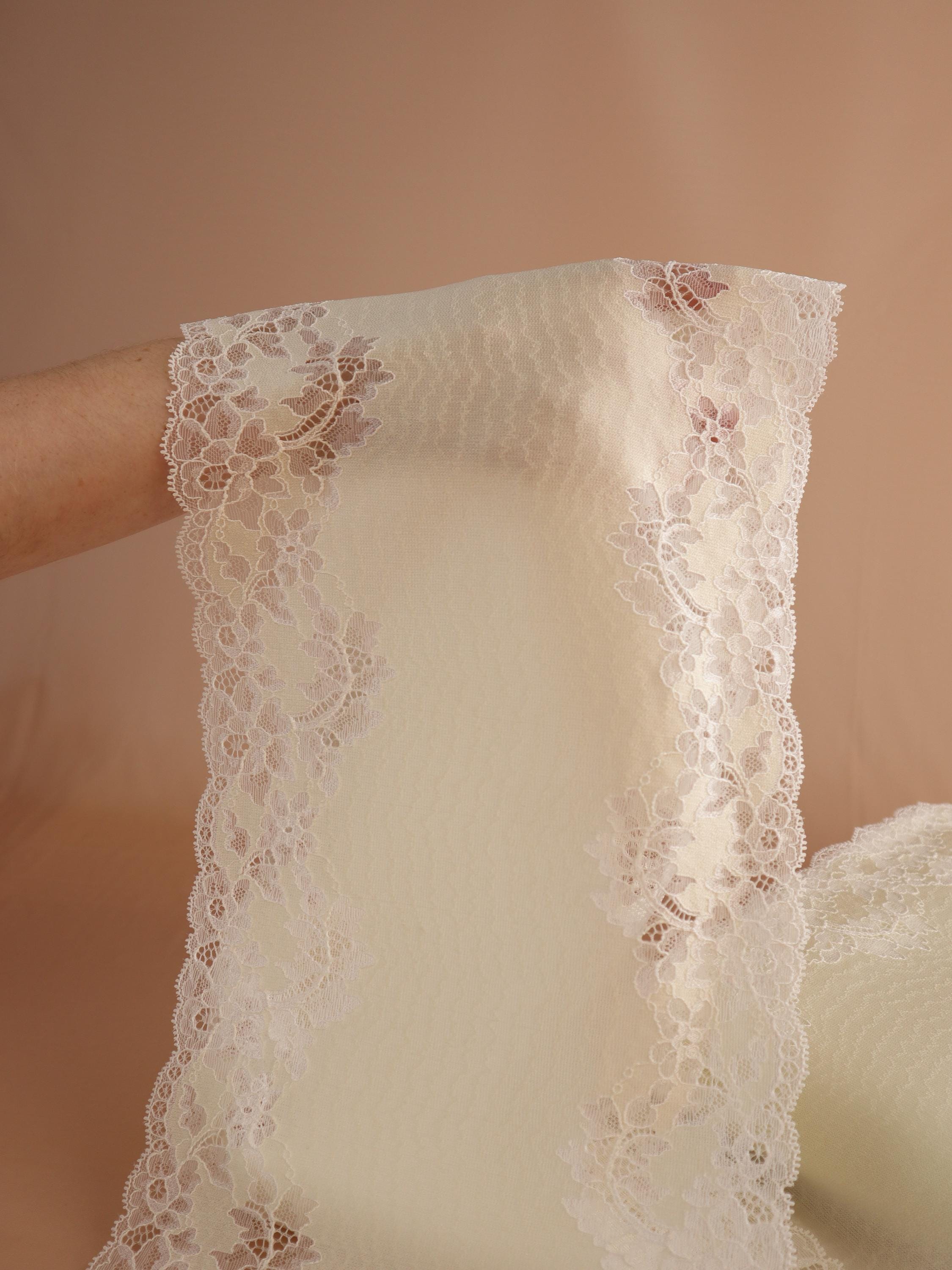 Antique White Stretch Lace Trim for Sewing Lingerie, Elastic Lace ...
