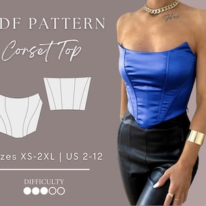 Corset Top Pdf Sewing Pattern Size XS-2XL US 2-12 - Etsy