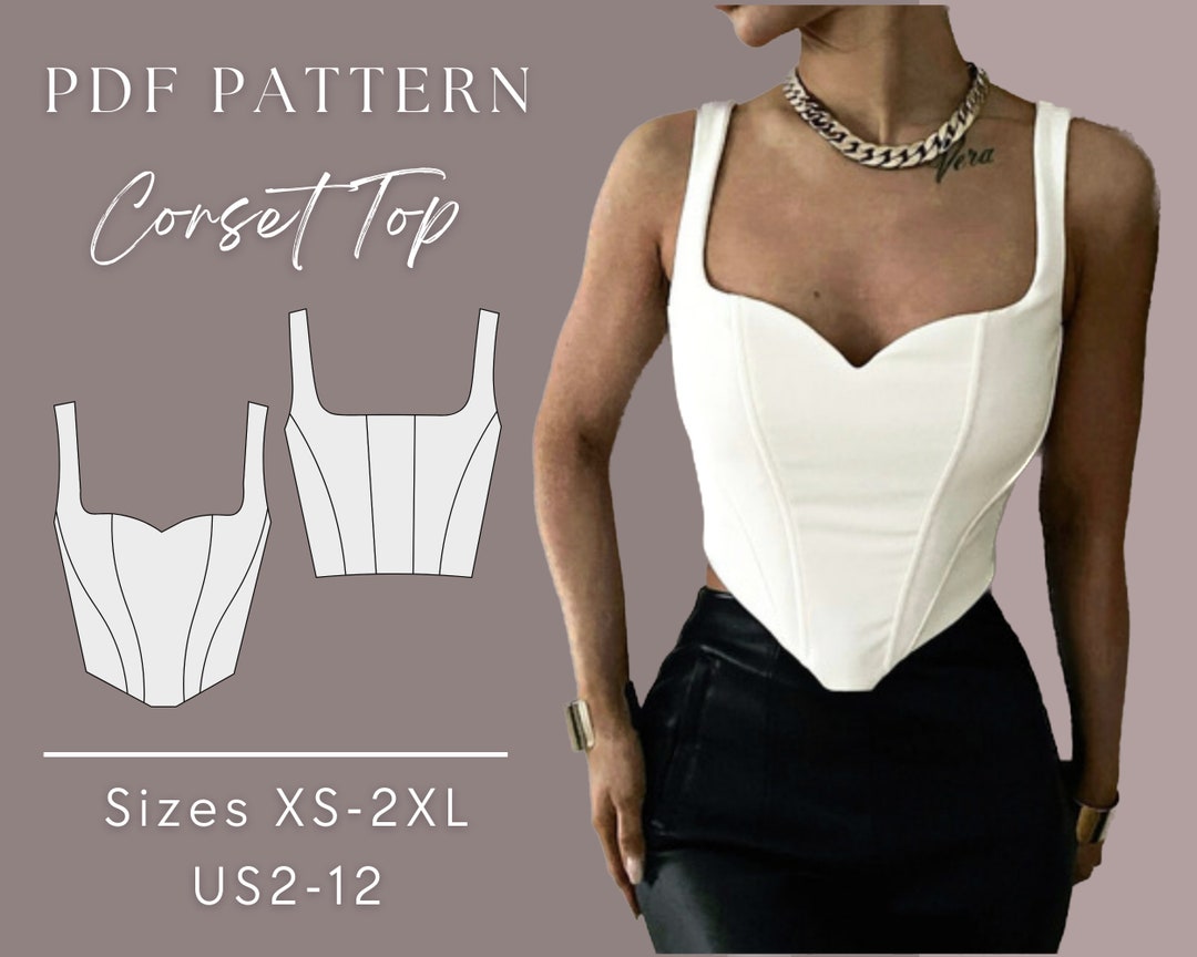 Corset Top Sweetheart Bustier Pdf Sewing Pattern Sizes XS-2XL - Etsy