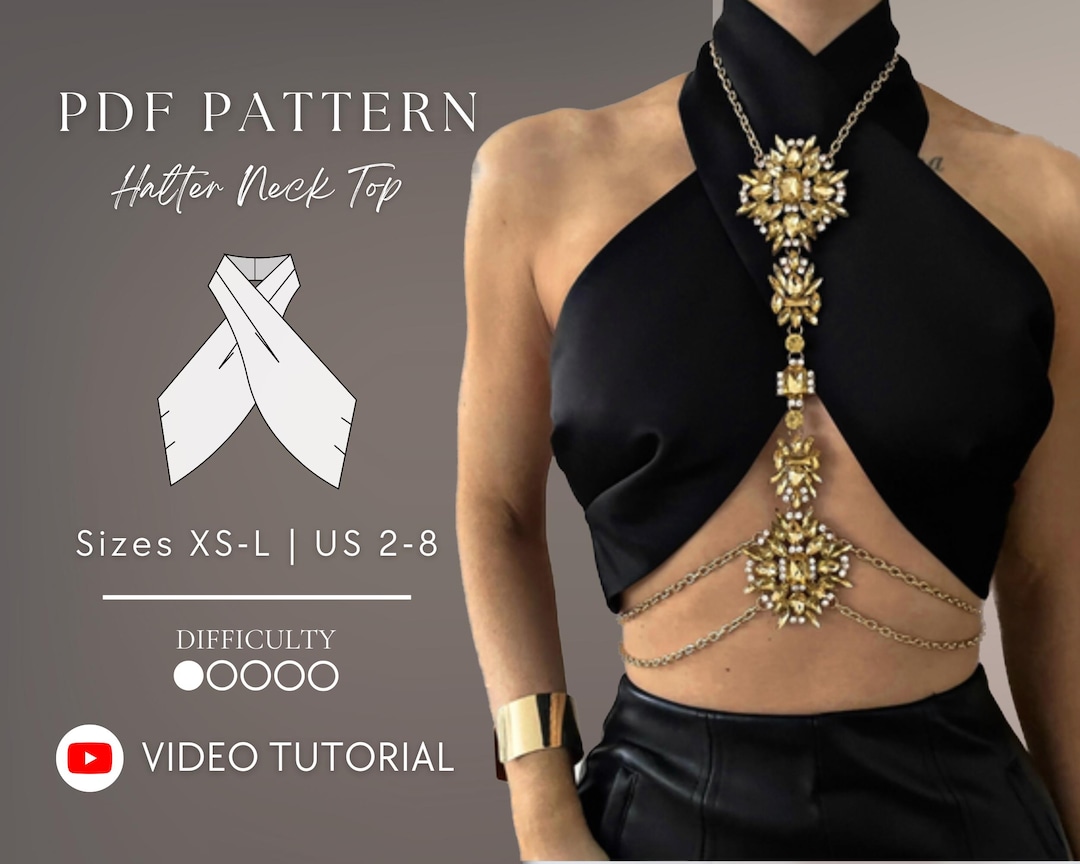 Cross Over Halter Neck Top PDF Sewing Pattern Sizes XS-L | US 2-8 - Etsy