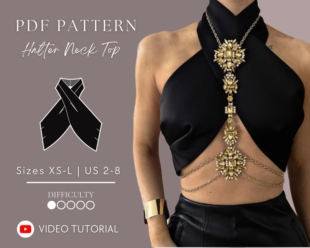 Cross Over Halter Neck Top PDF Sewing Pattern Sizes XS-L US 2-8 - Etsy