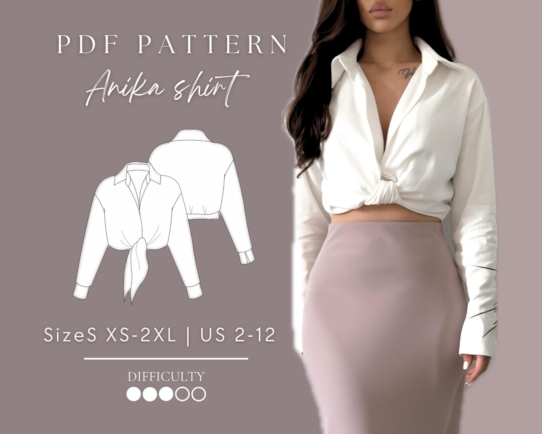 Satin Shirt | Top Pdf Sewing Pattern Sizes XS-2XL | US 2-12 - Etsy