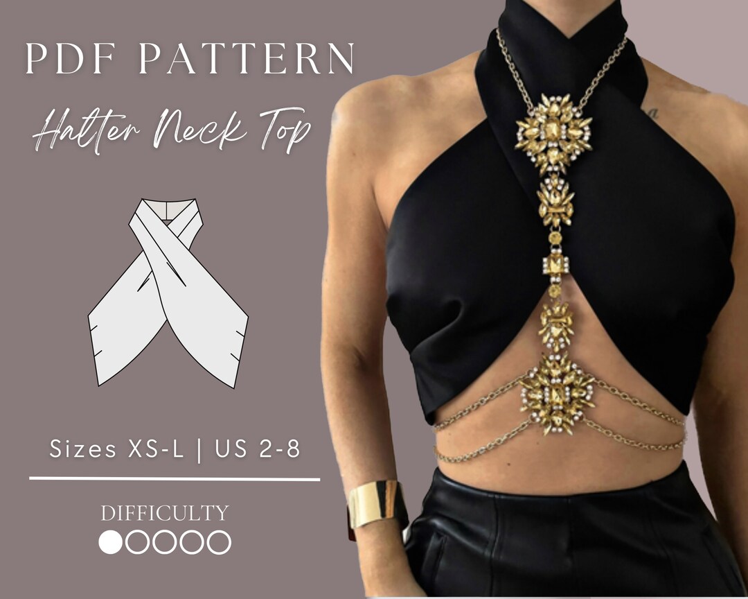 Cross Over Halter Neck Top Pdf Sewing Pattern Sizes Xs L Us Etsy