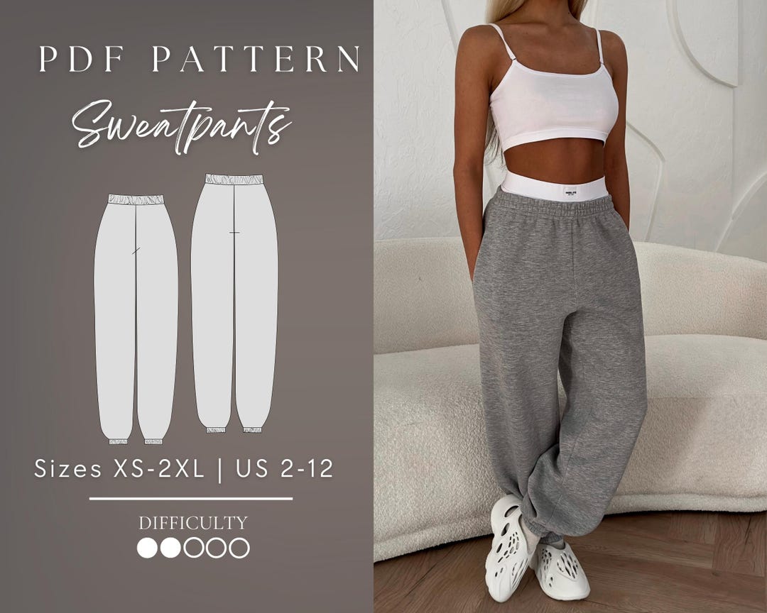 Sweatpants With Hidden Pockets Pdf Sewing Pattern Sizes XS-2XL | US 2 ...