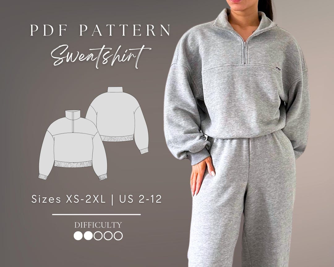 Sweatshirt Half-zip Shirt Pdf Sewing Pattern Sizes XS-2XL | US 2-12 - Etsy