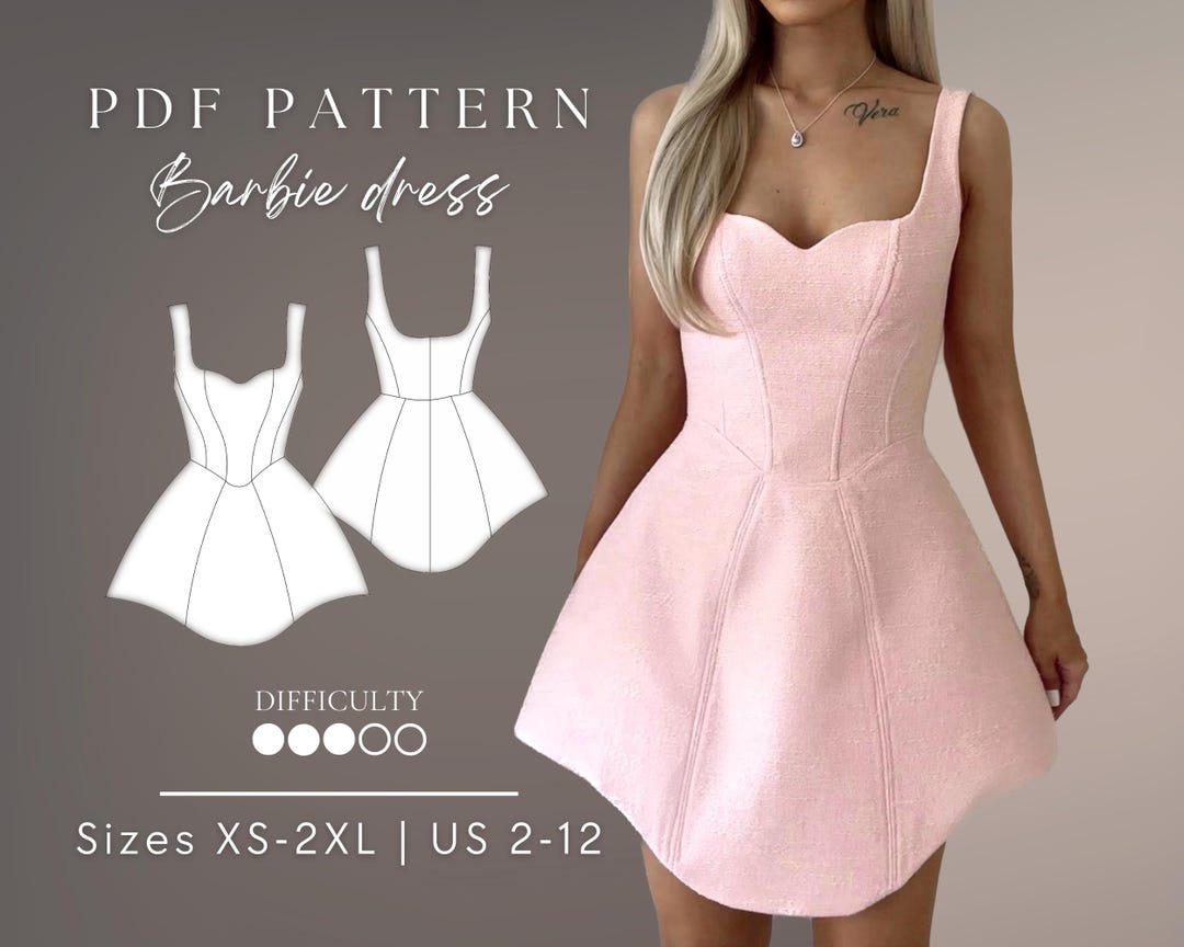 Barbie Dress | Tweed Dress Pdf Sewing Pattern Sizes XS-2XL | US 2-12 - Etsy