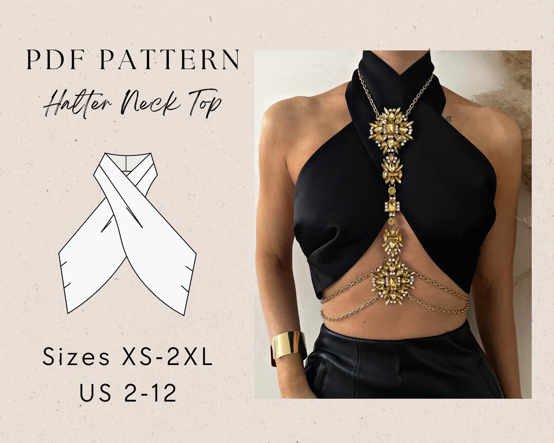 Cross Over Halter Neck Top PDF Sewing Pattern Sizes XS-L US - Etsy