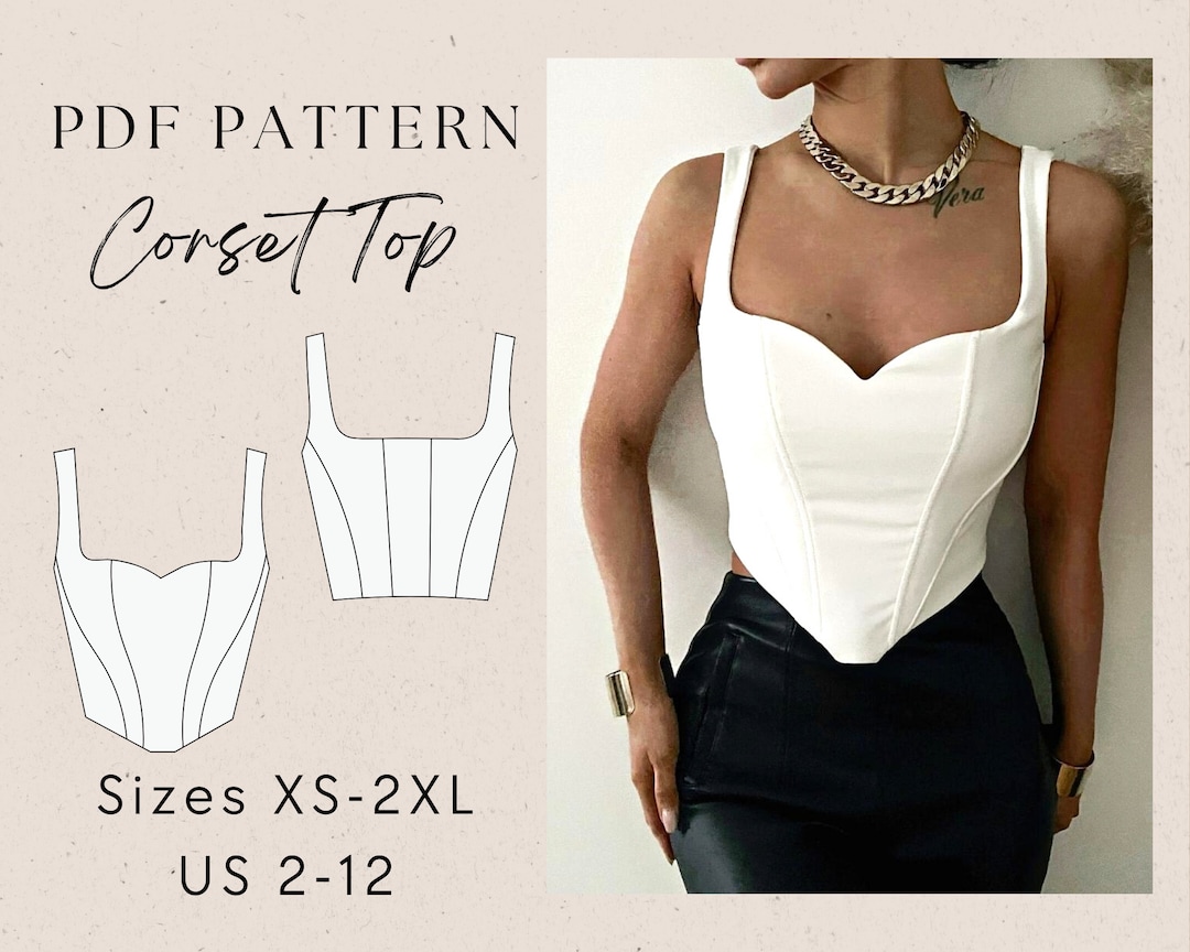 Corset Top Sweetheart Bustier Pdf Sewing Pattern Sizes XS-2XL - Etsy