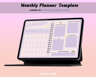 Monthly Planner Goodnotes Template, Dark Mode Monthly Planner Page ...