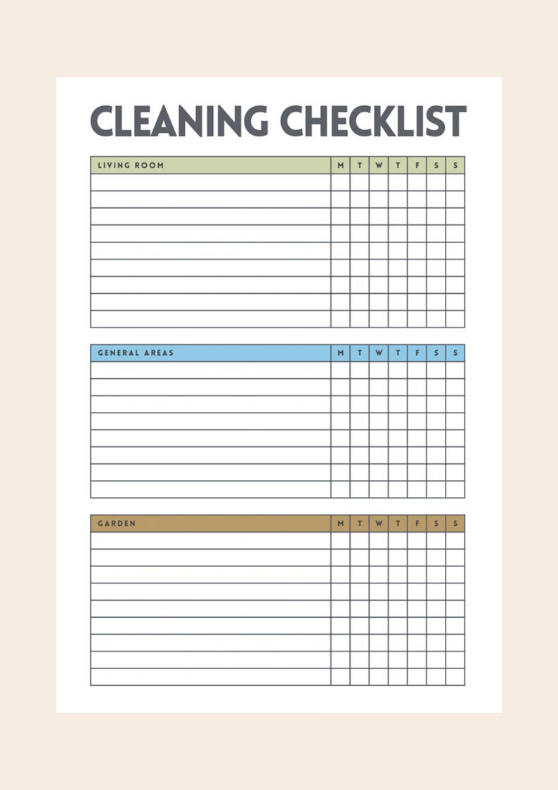 Simple Printable Cleaning Checklist | Home Organization PDF - Etsy