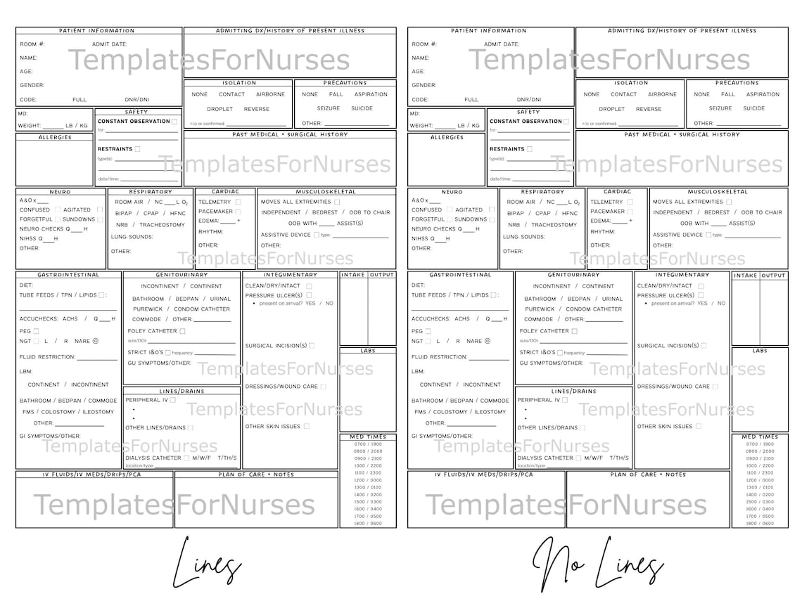 Nursing Report Sheet Med Surg Telemetry Nurse Report Sheet - Etsy