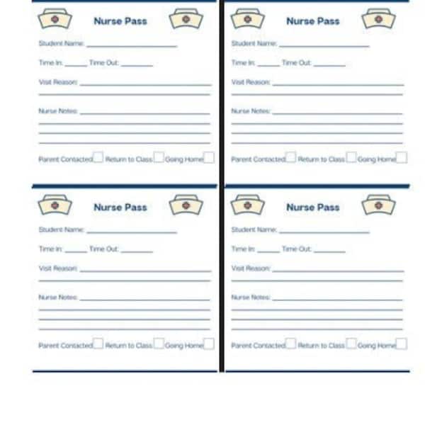 School Nurse Pass - Etsy