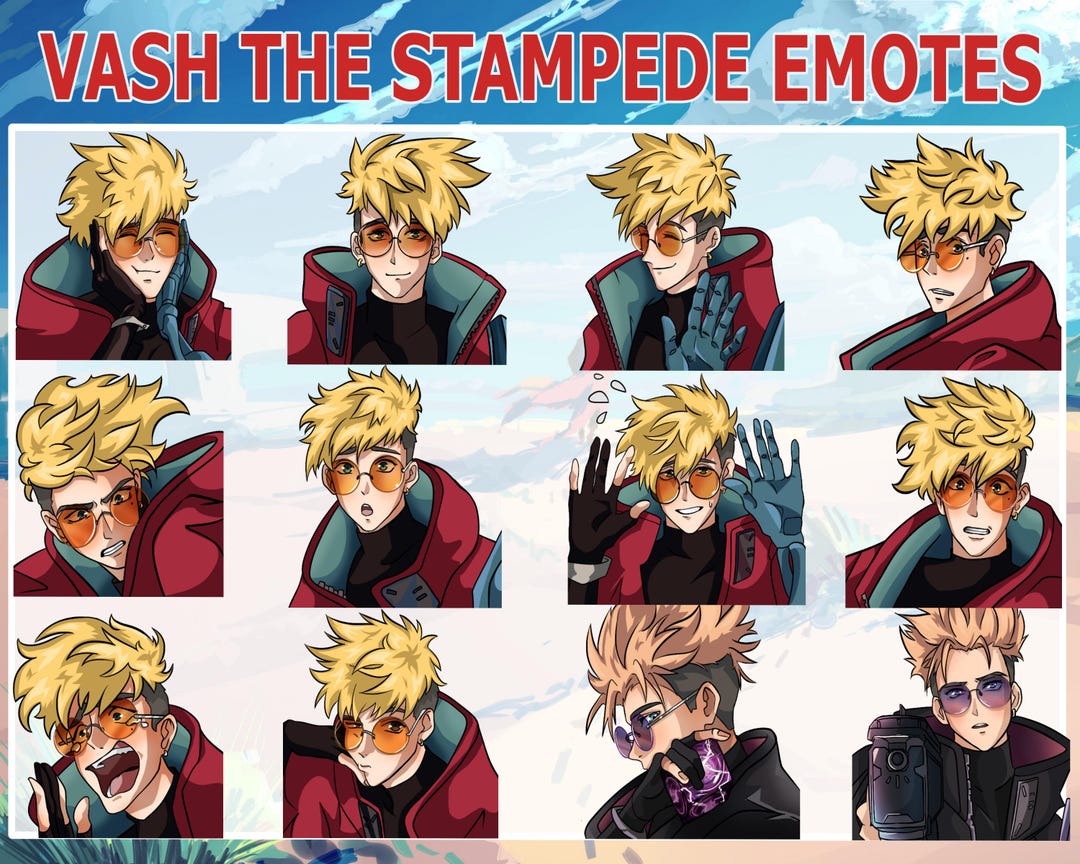 Vash the Stampede Emotes, Stickers, Twitch, Trigun, Badges - Etsy