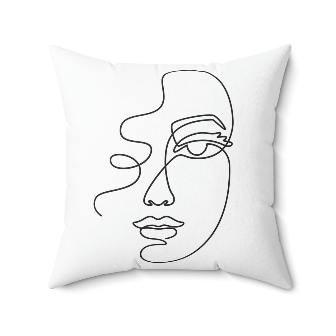One Line Drawing Female Portrait, Minimalist Pillow, One Line Drawing ...