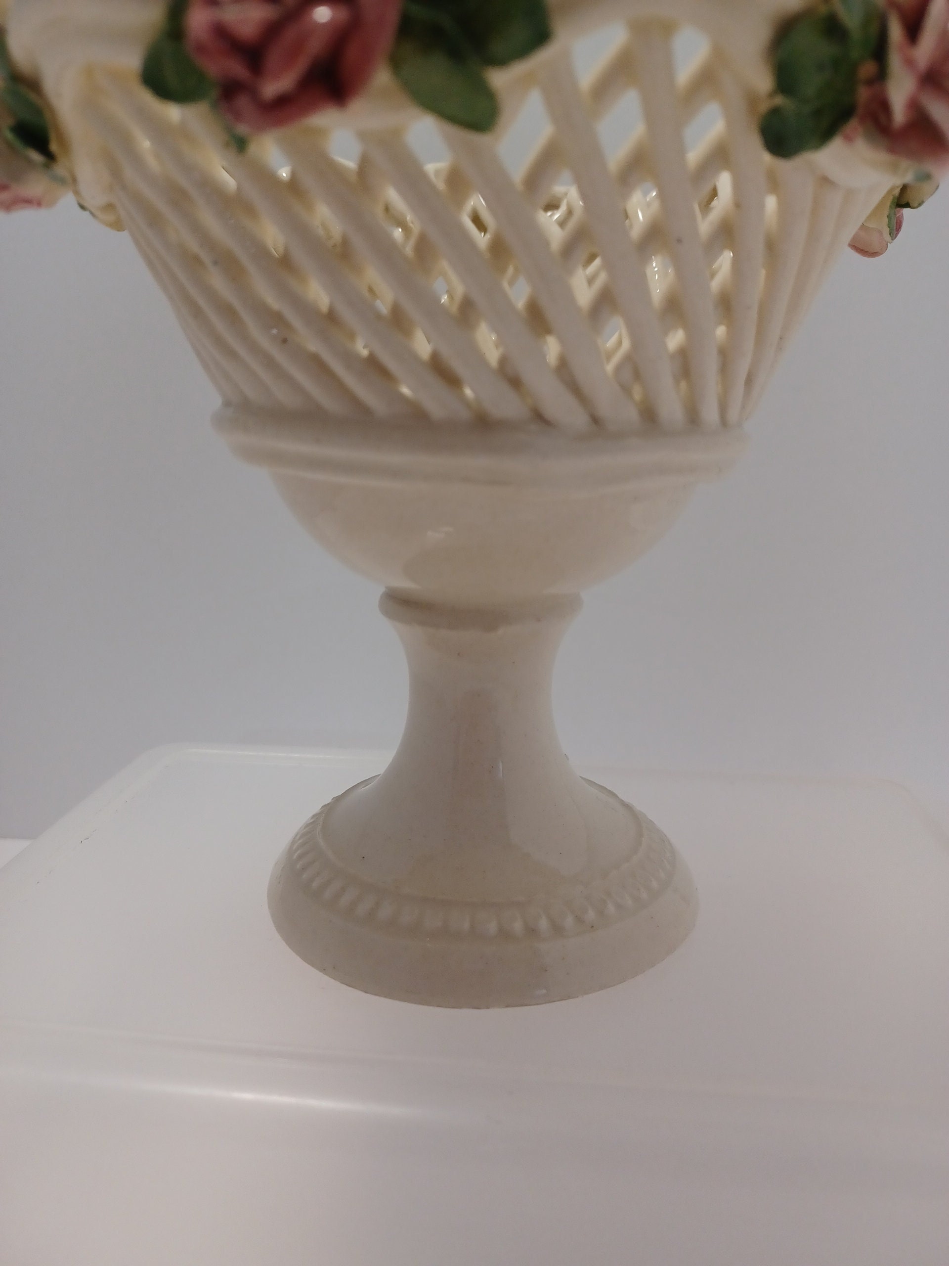Vintage Capodimonte Rose Lattice Weave Trinket Candy Dish Bowl - Etsy