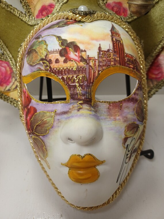 Vintage Venetian Carnival Jester Mask Handmade Signed… - Gem